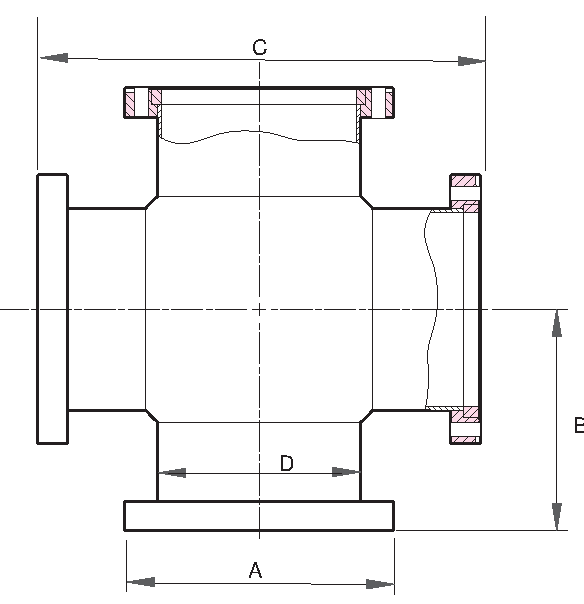 CF 4-Way Crosses, 2 Flanges Rotatable | NCE Solutions