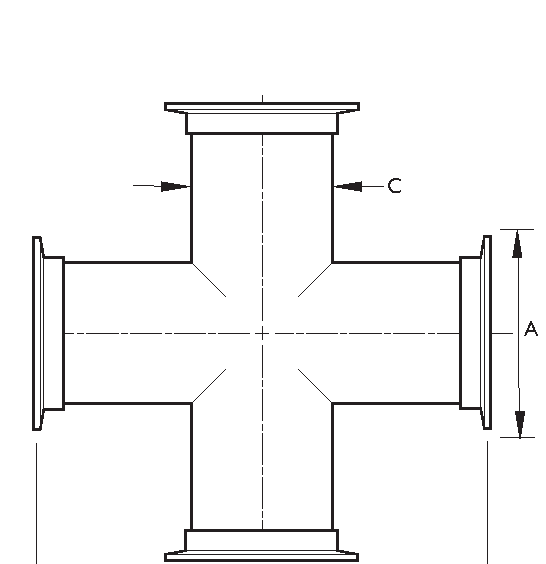 KF 4-Way Cross, Stainless Steel | NCE Solutions